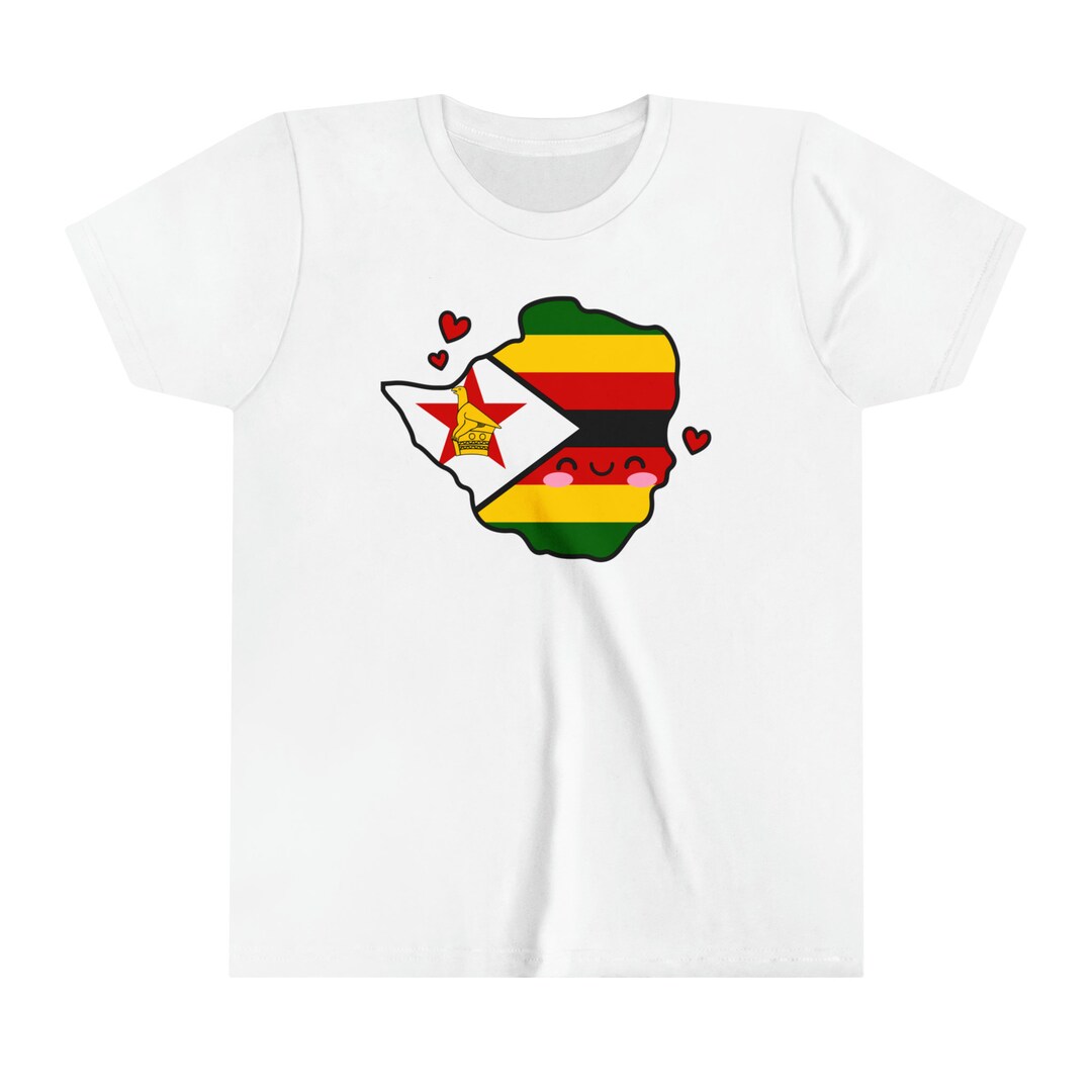 Zimbabwe Flag Map Smile With Love Youth T-shirt Short Sleeve - Etsy