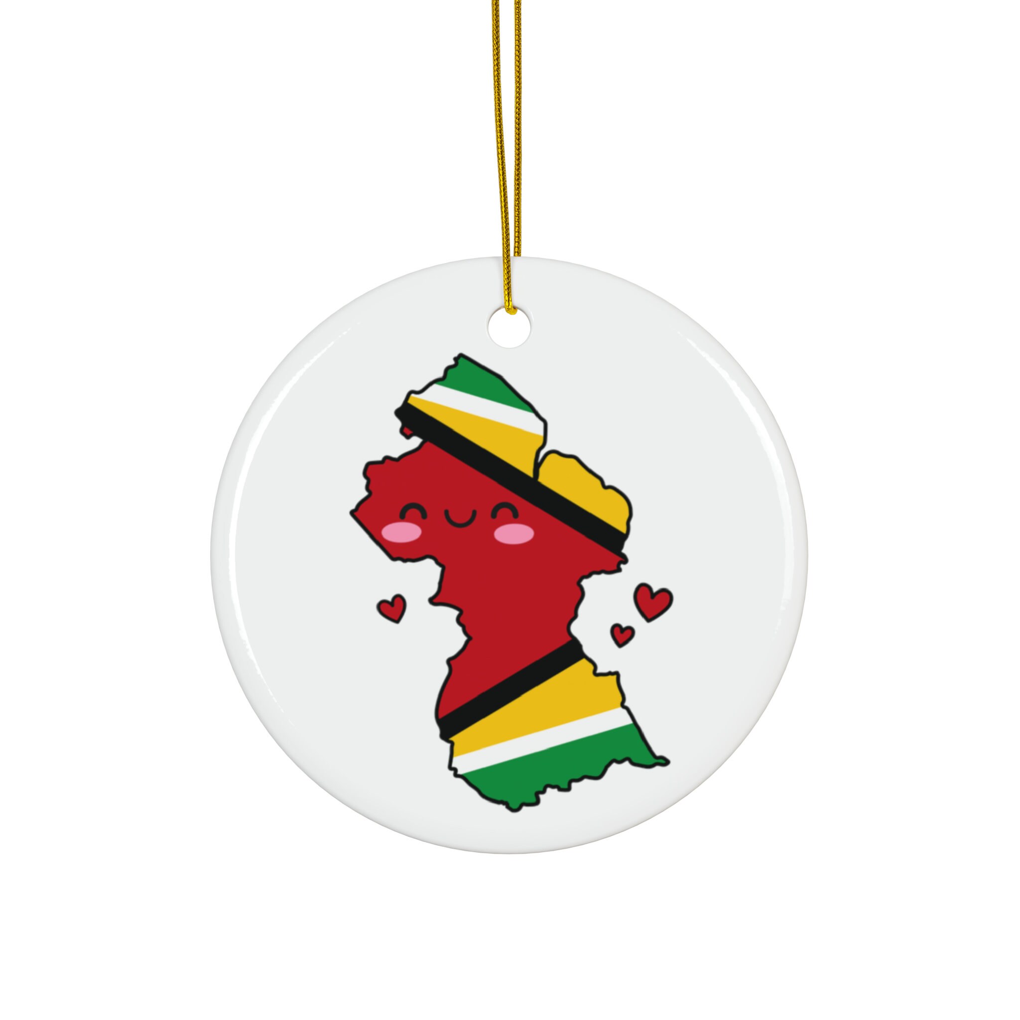 Guyana Flag Map Smile With Love Ceramic Ornament Travel Gift Christmas ...