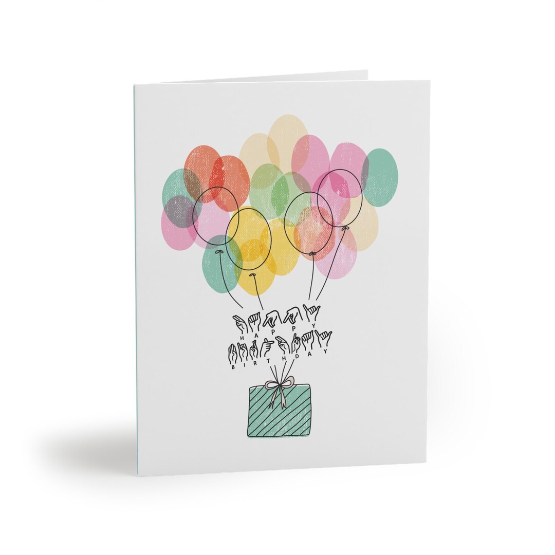 ASL Happy Birthday Balloon Greeting Cards - Etsy