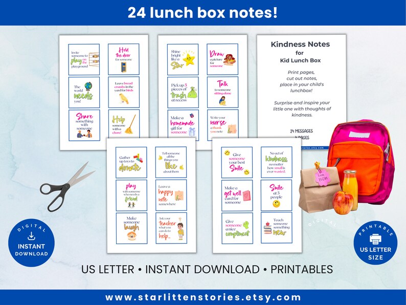 Printable * Kindness Lunch Box Notes for Kids, Send Love, Be Kind ...