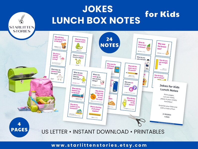 Printable * Jokes Lunch Box Notes for Kids, Send Your Love, Make Lunch ...