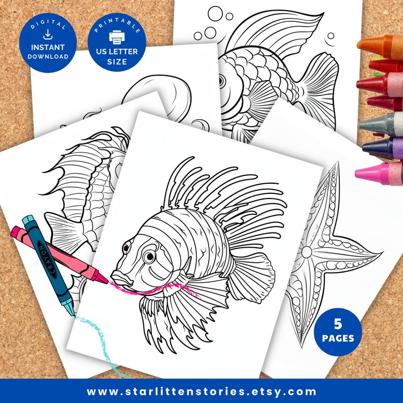 Printable Sea Life Coloring for Kids, Fish, Octopus, More Instant ...