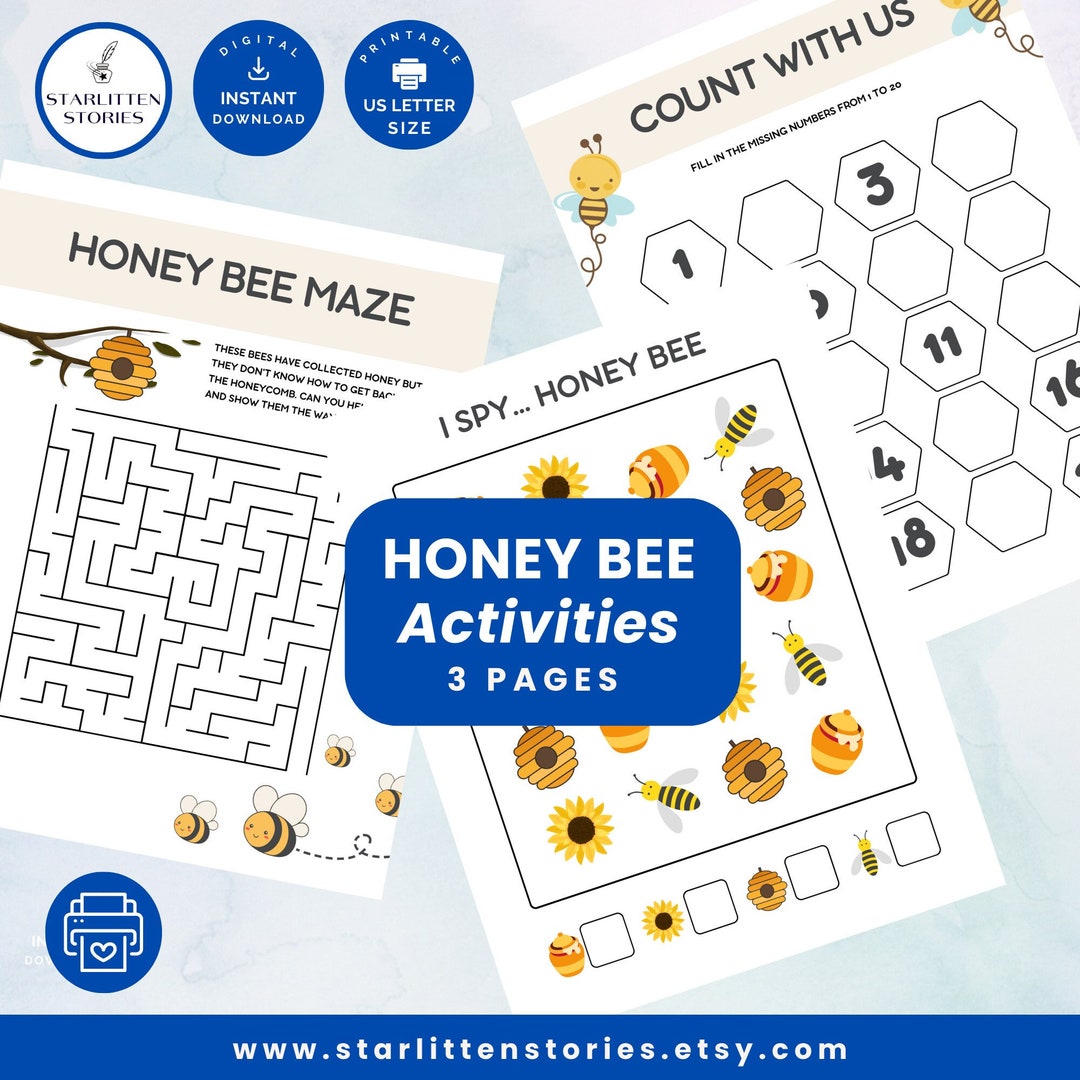Printable * Honey Bee Activities for Kids, Maze, Numbers, Image ...