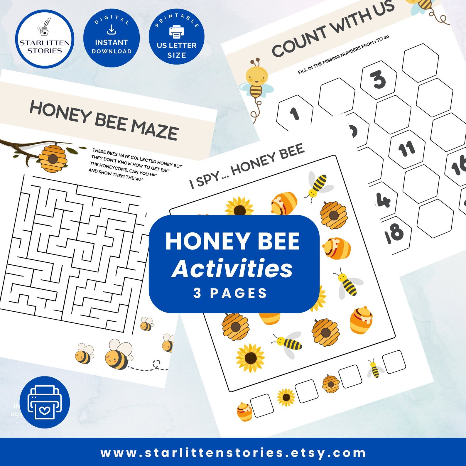 Printable * Honey Bee Activities for Kids, Maze, Numbers, Image ...