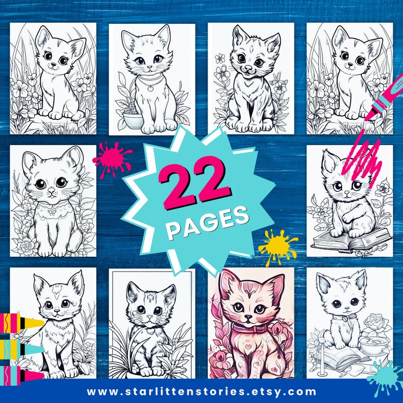 Printable * Cute Kittens Coloring Book for Kids, Kittens, Kitty ...