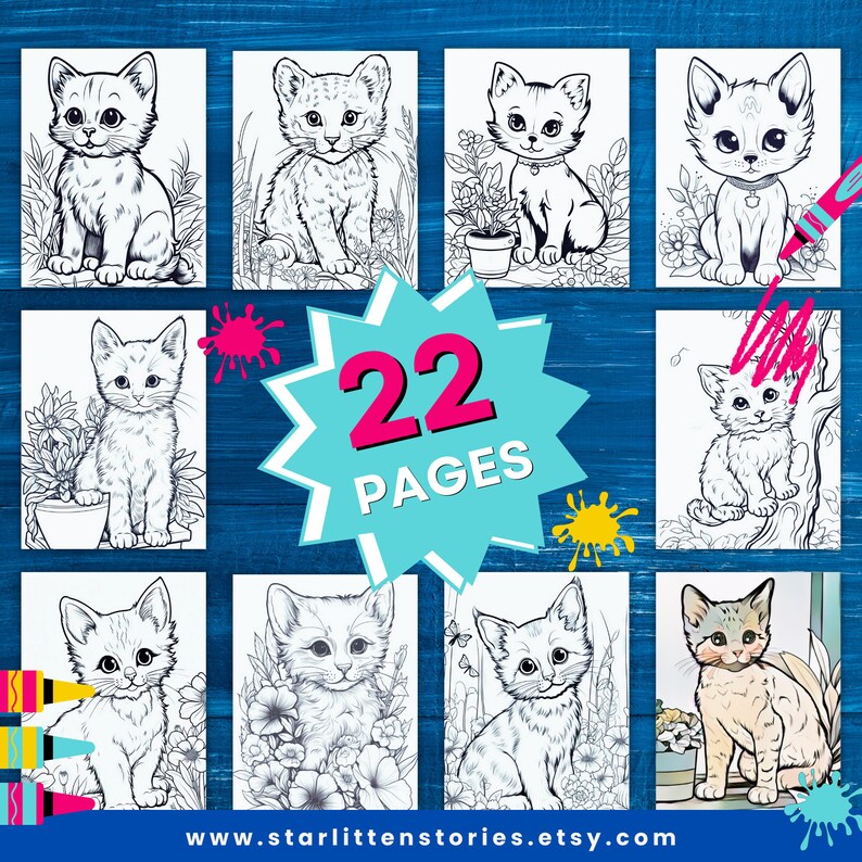 Printable * Cute Kittens Coloring Book for Kids, Kittens, Kitty ...