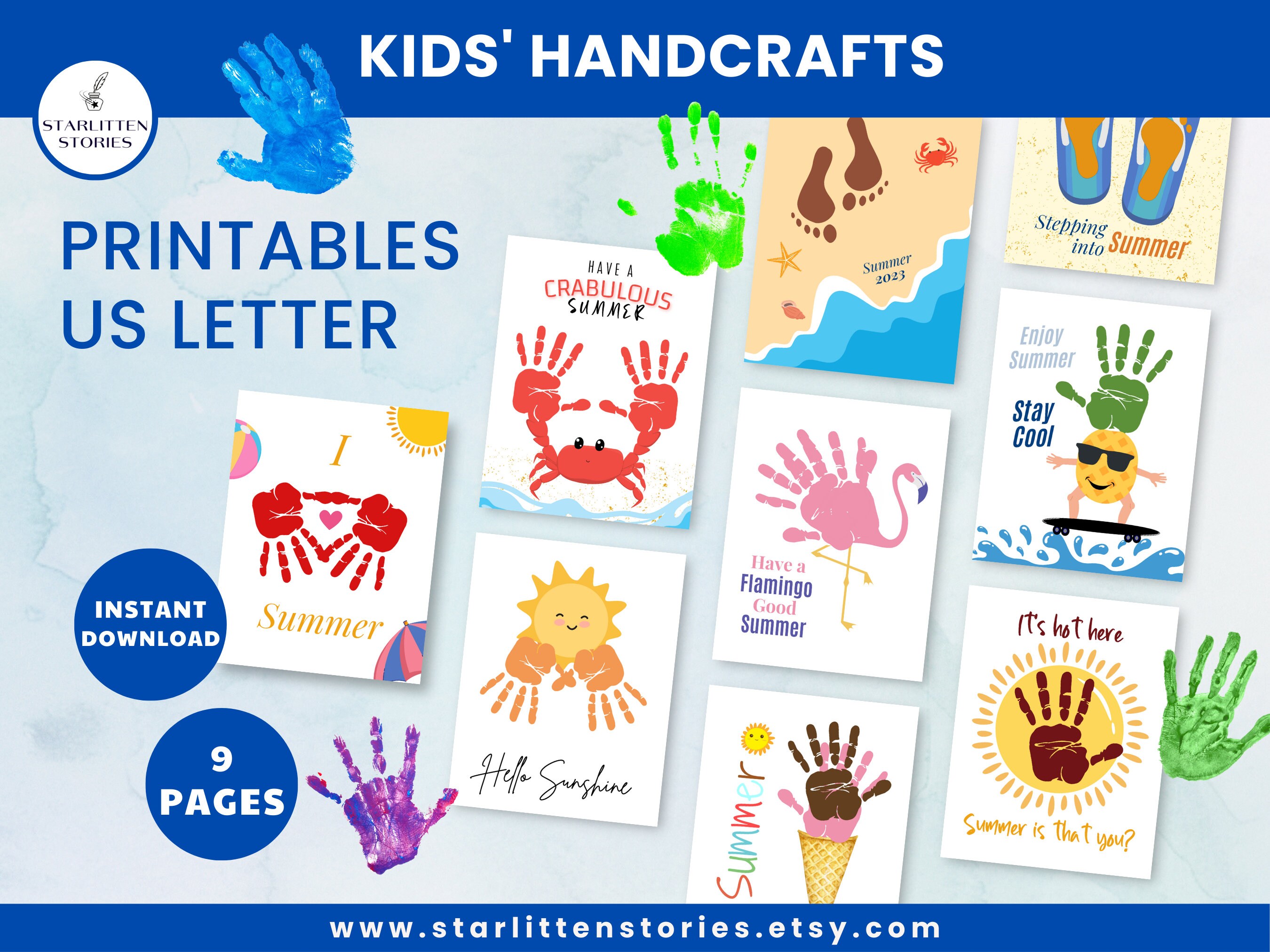 Printable Summer Handprints Kid Craft Activity Kids - Etsy