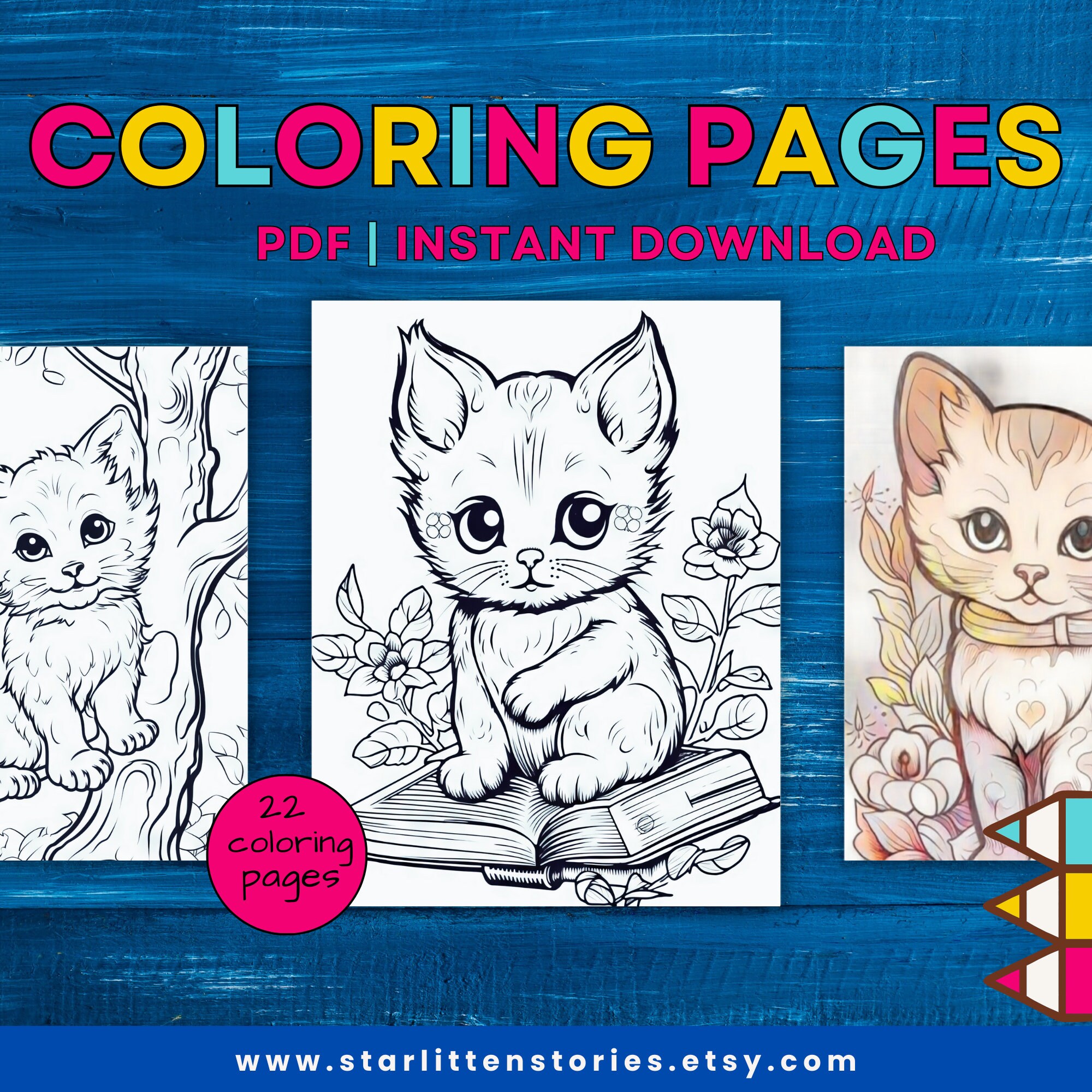 Printable Cute Kittens Coloring Book for Kids, Kittens, Kitty, Kitties ...