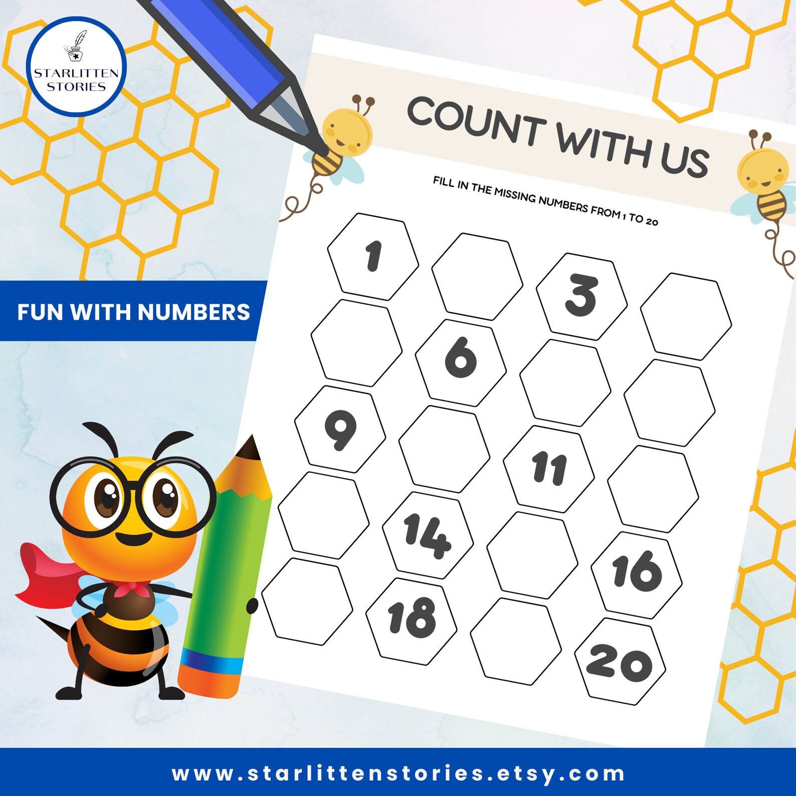 Printable Honey Bee Activities for Kids Maze Numbers - Etsy