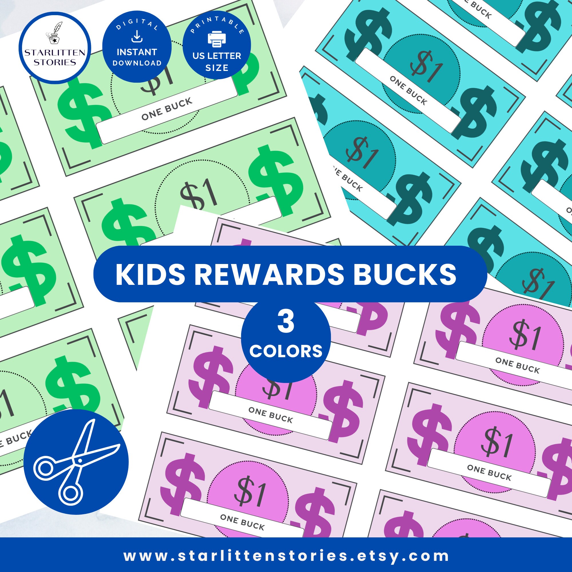 Printable Reward Bucks for Kids and Pricelist Instant Download, US ...