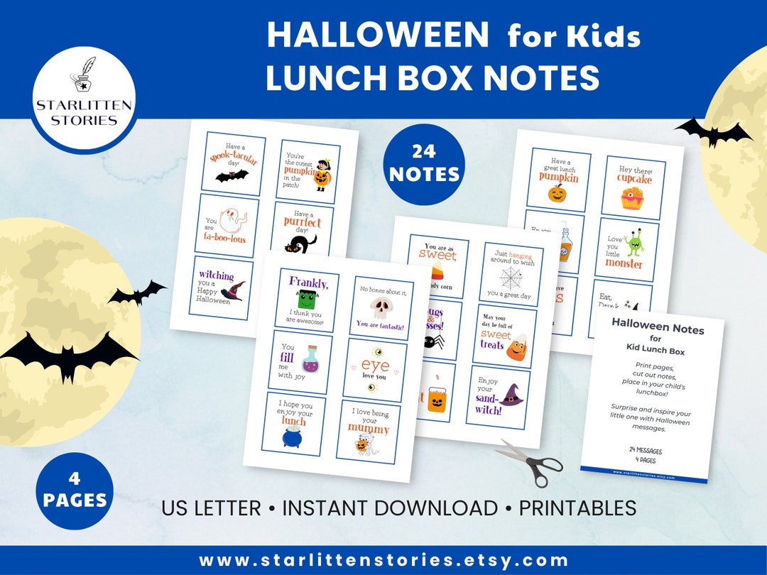 Printable * Halloween Lunch Box Notes for Kids, Send Your Love, Make ...