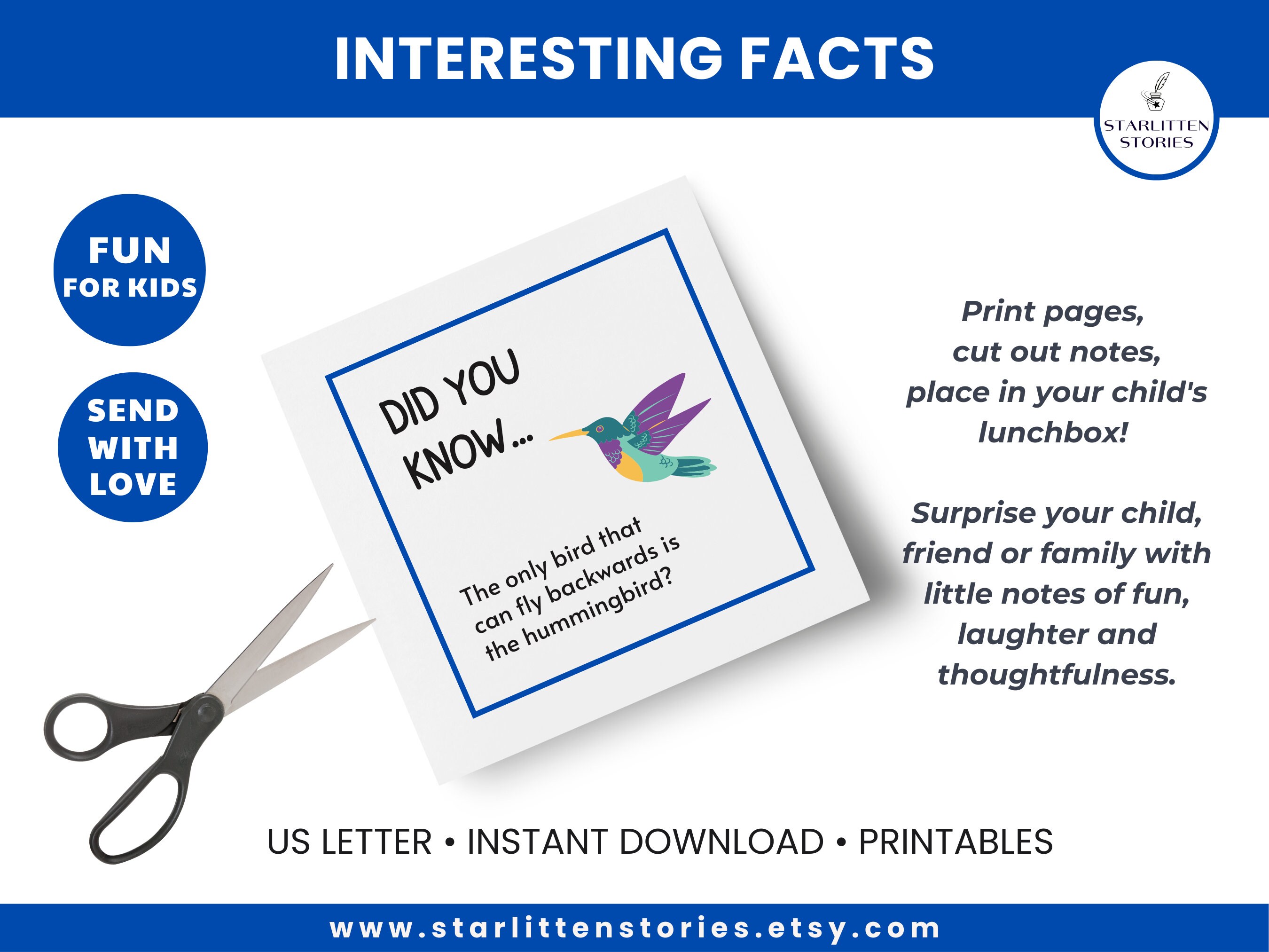 Printable * Interesting Facts Lunch Box Notes for Kids, Send Your Love ...