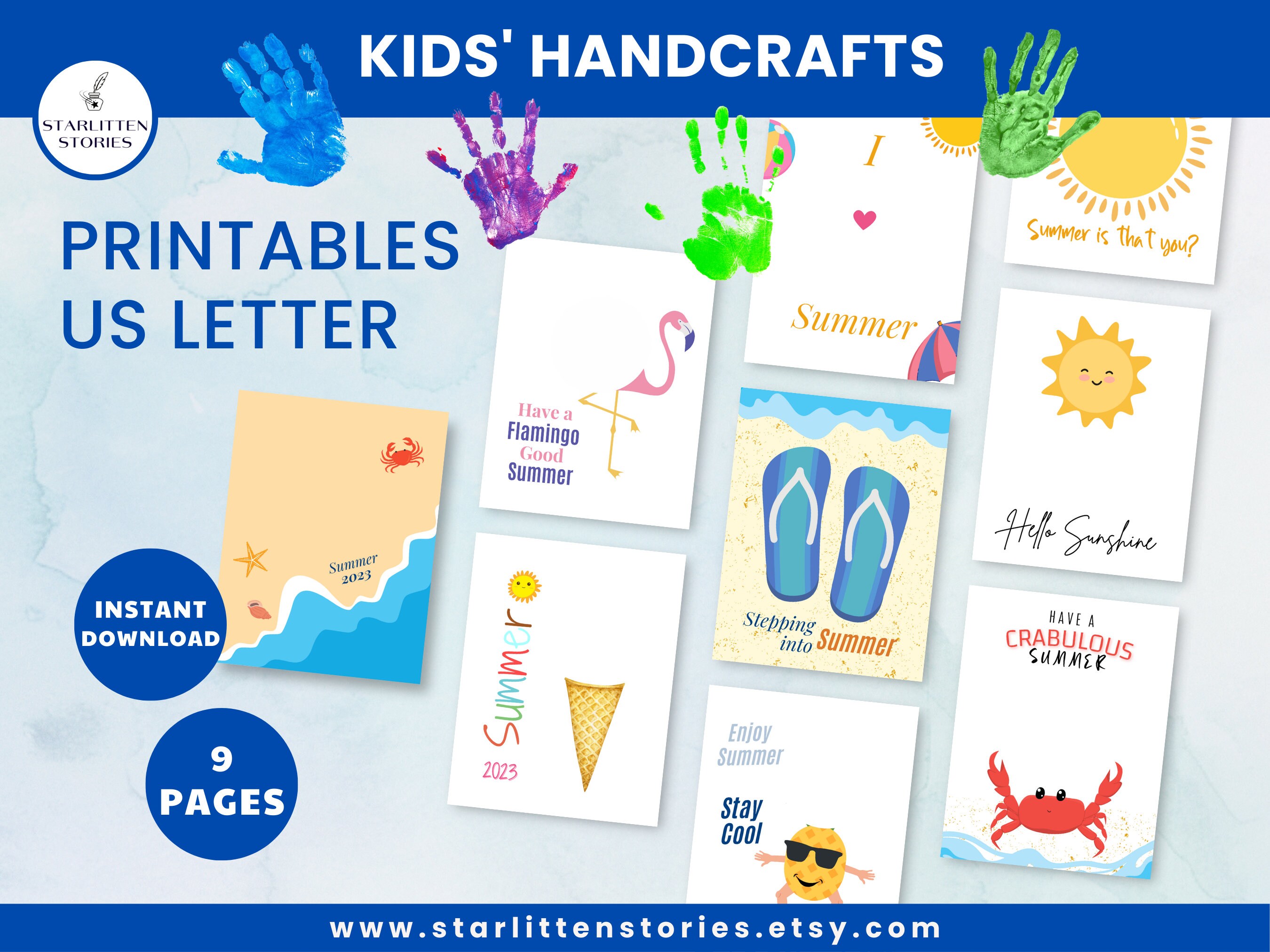 Printable * Summer Handprints Kid Craft Activity – Kids Handcrafts ...