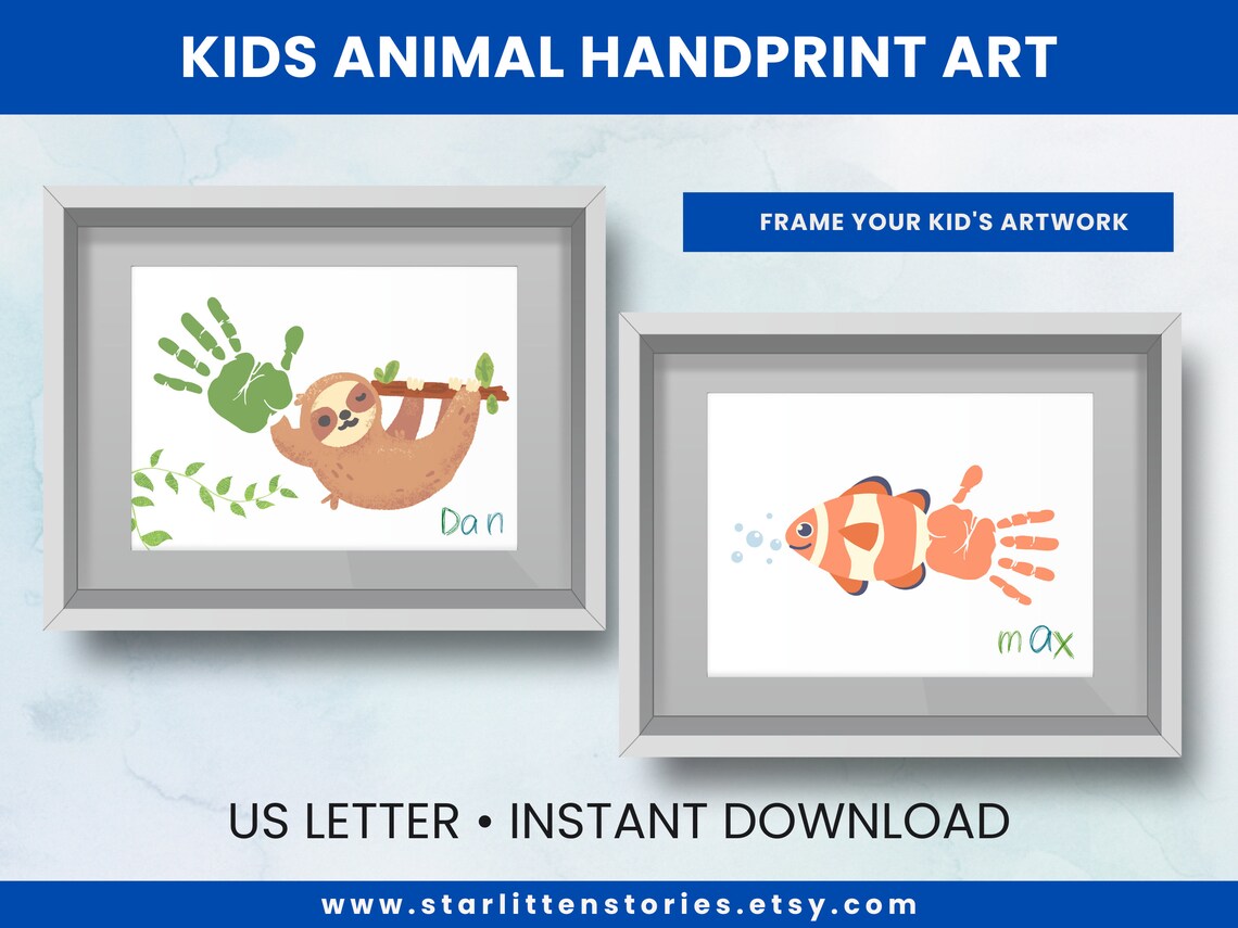 Printable Animals Handprints Kid Craft Activity Kids - Etsy Canada