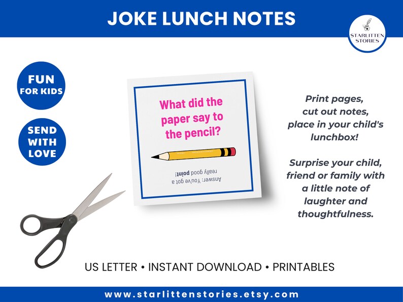 Printable * Jokes Lunch Box Notes for Kids, Send Your Love, Make Lunch ...