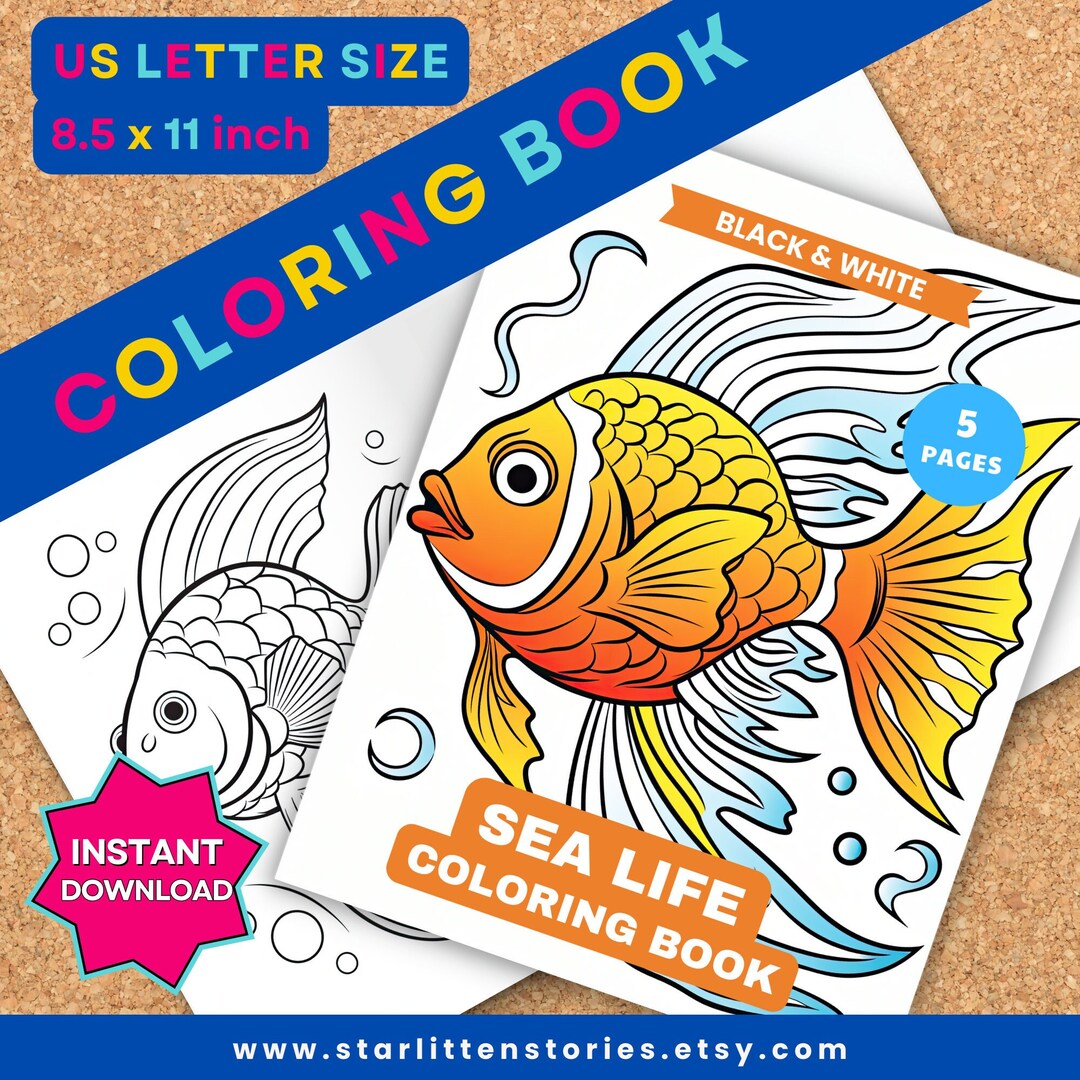 Printable Sea Life Coloring for Kids Fish Octopus More - Etsy