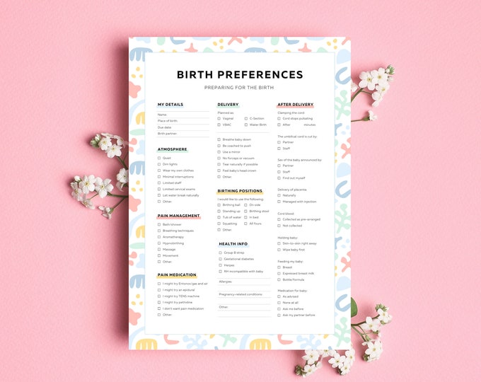Birth Plan Template Floral | Printable + Editable - Etsy Canada