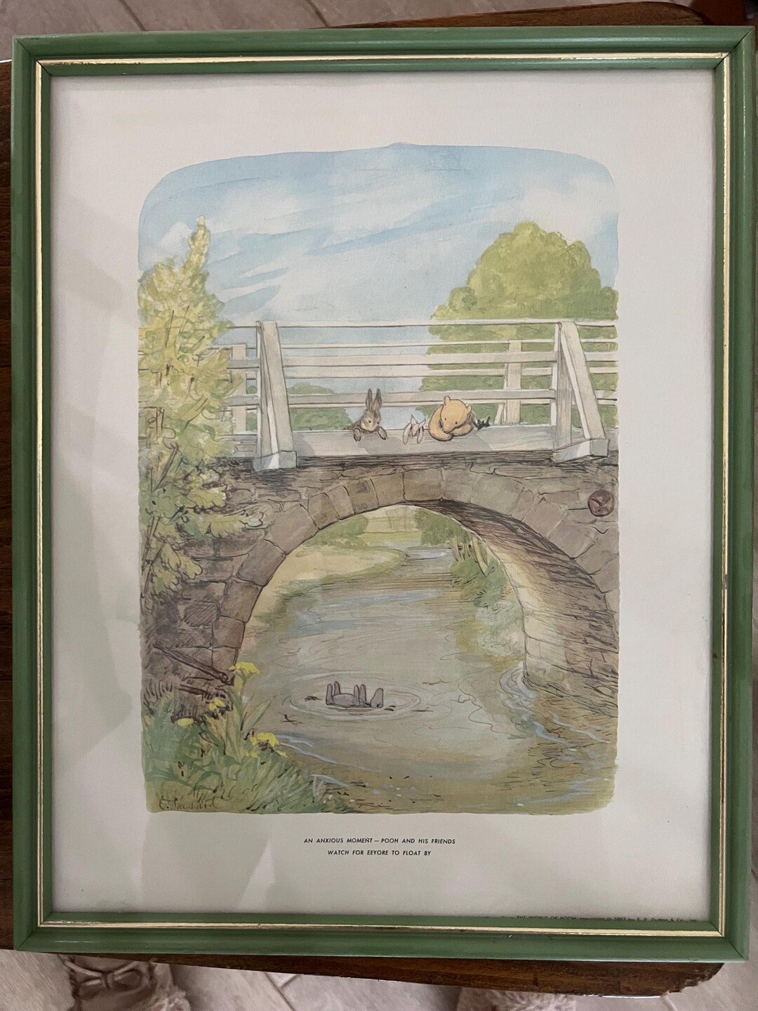 Vintage Framed Winnie the Pooh, Piglet and Rabbit Print by Ernest ...