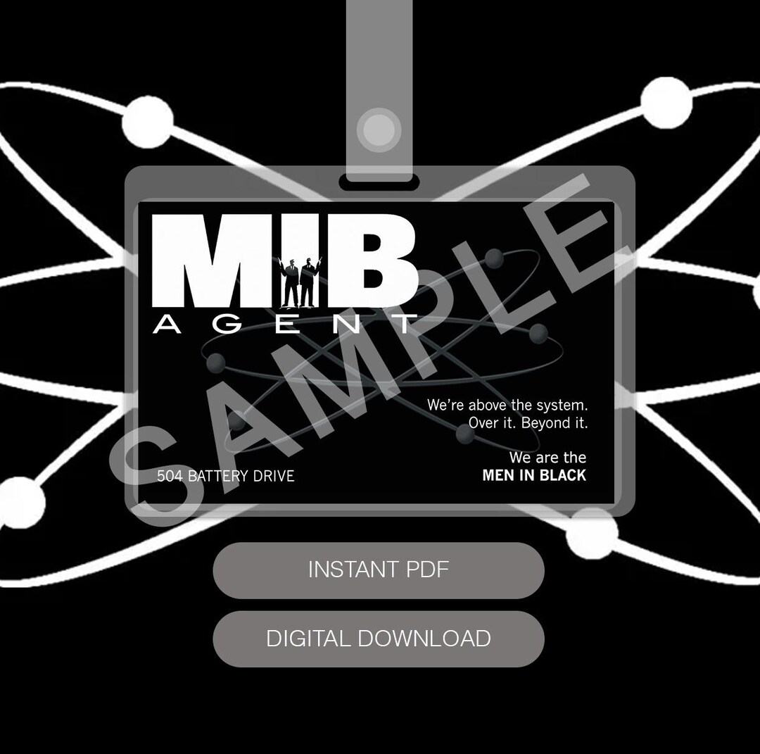 Digital Download Printable Men in Black Agent Prop Replica Badge MIB ...