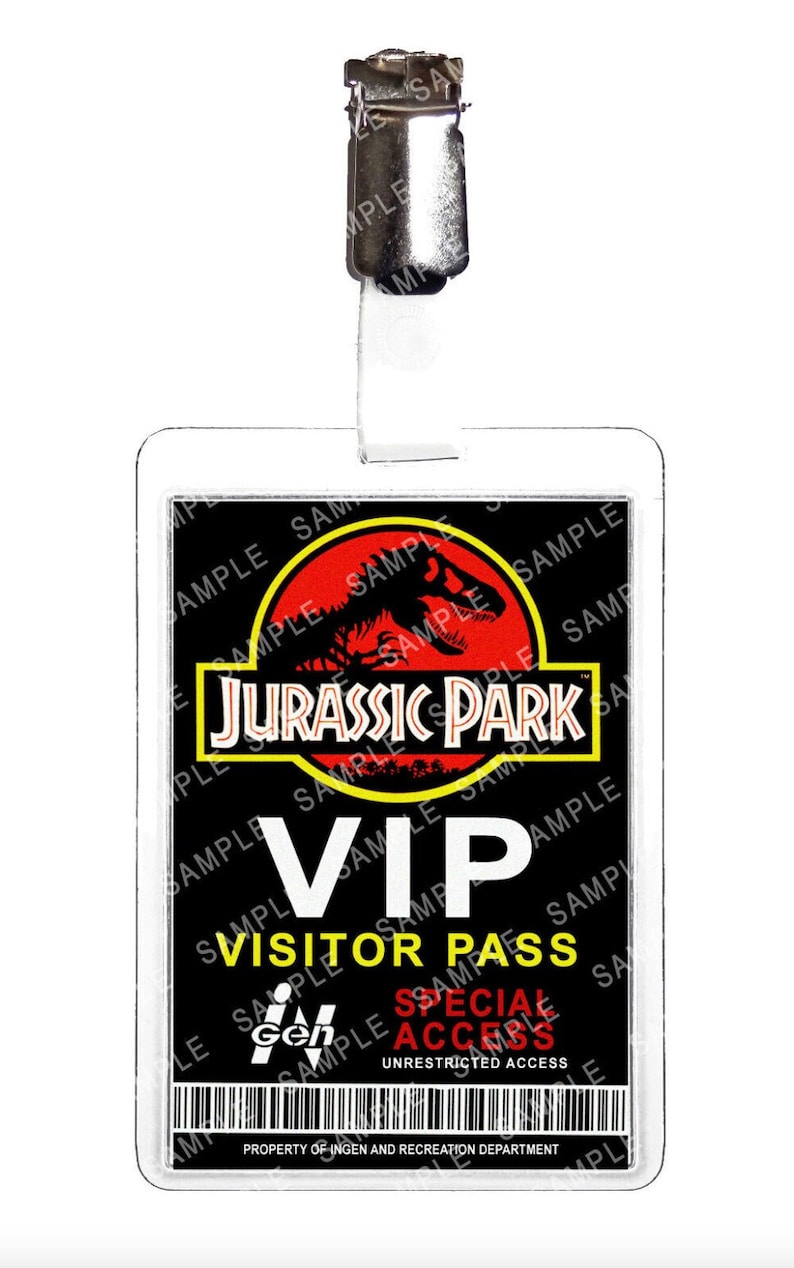 Jurassic Park VIP visitor Pass Prop Replica Badge Novelty - Etsy