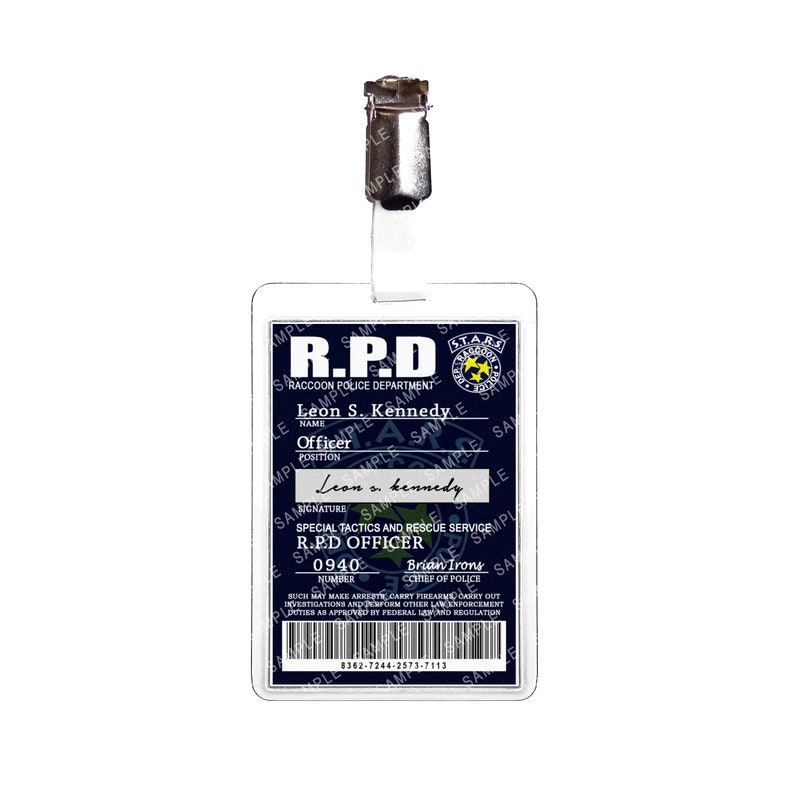 Resident Evil R.P.D. Leon S. Kennedy Officer Plain Prop Replica Badge ...