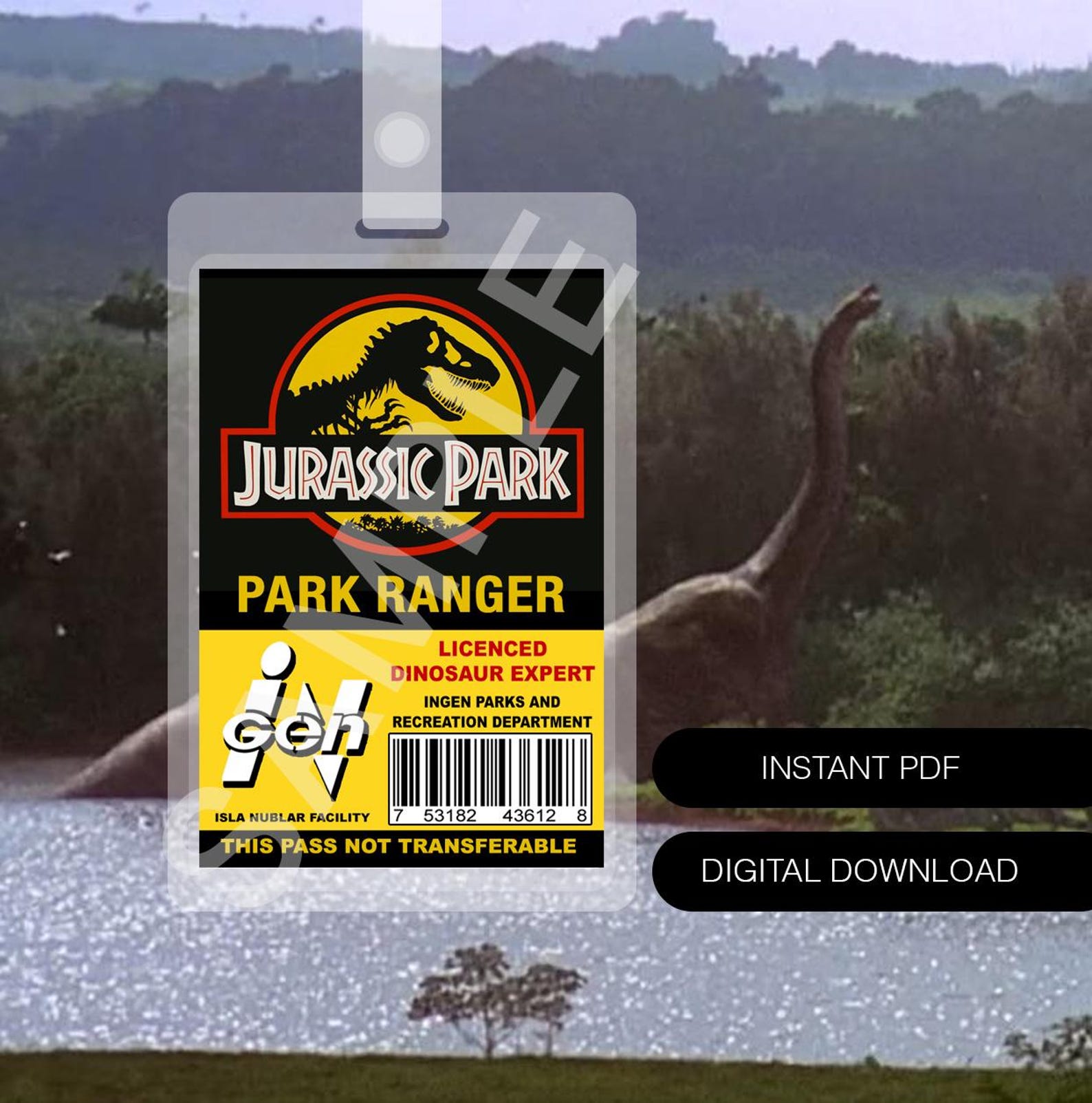 Digital Download Printable Jurassic Park Ranger Ingen Prop Replica ...