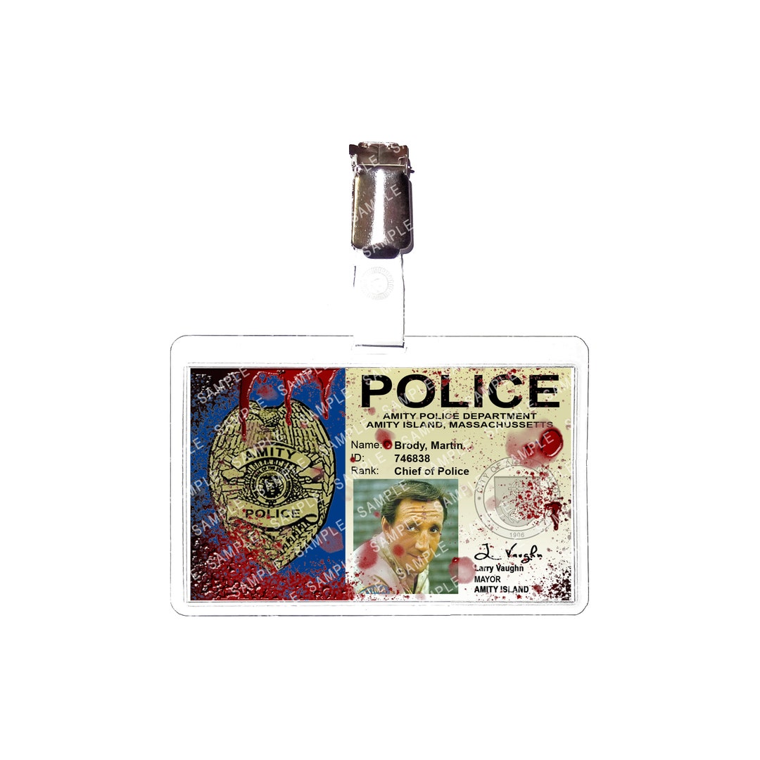 Jaws - Martin Brody Chief of Police Amity Police BLOOD Prop Replica ...
