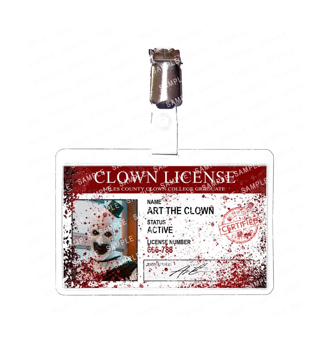 Terrifier Clown License ID Badge Cosplay Prop Horror Gift Costume ...