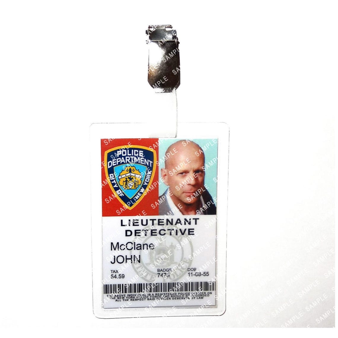 Die Hard - Lieutenant Detective John Mcclane NYPD Prop Replica Badge ...