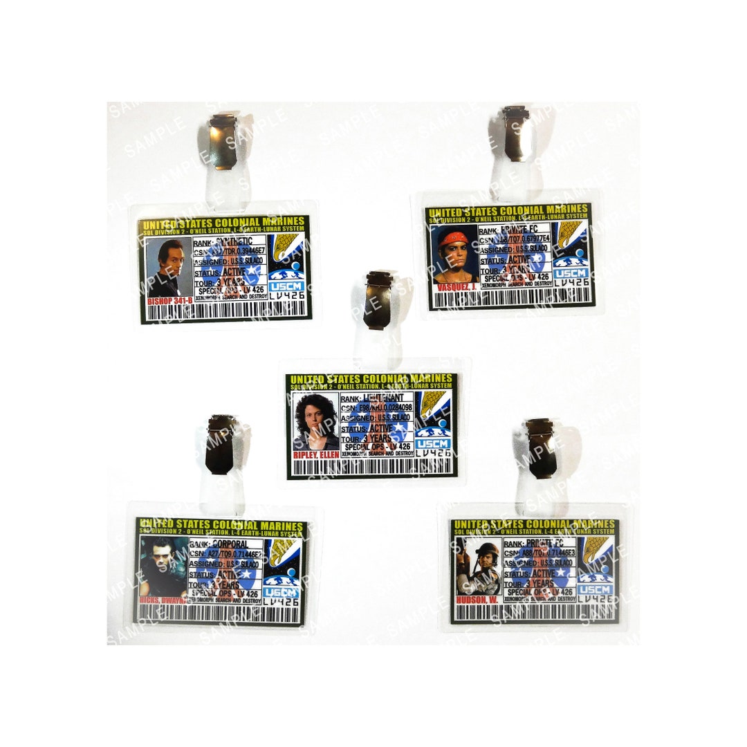 Aliens US Colonial Marines Characters Full Set of 5 Prop Replica Badge ...