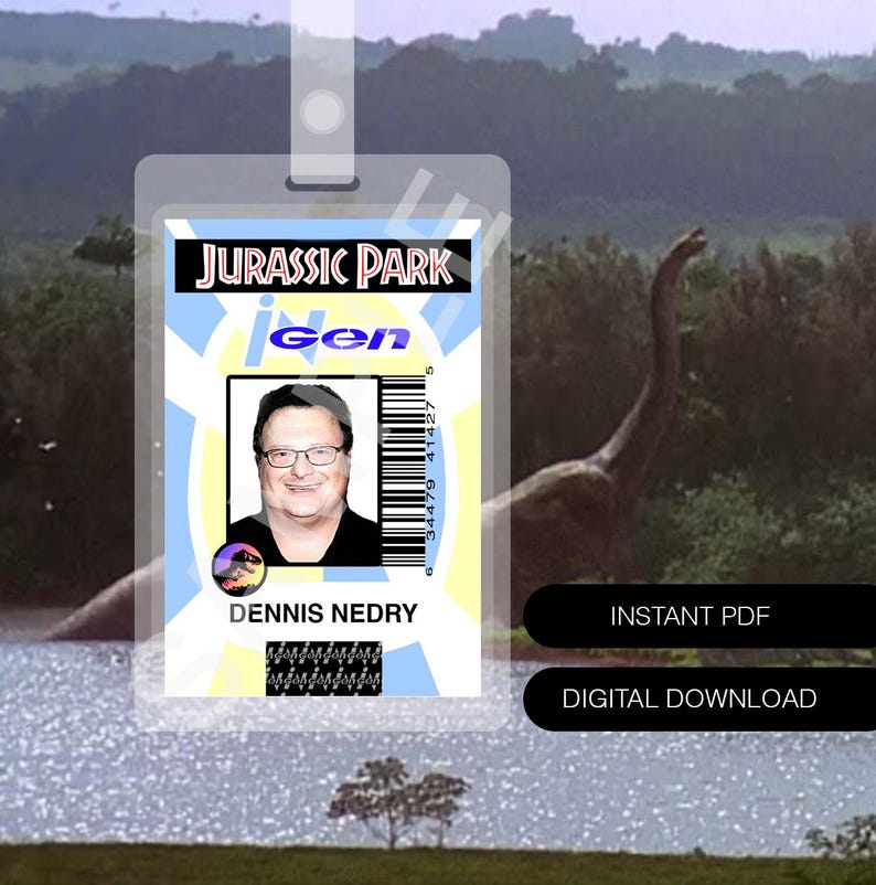 Digital Download Printable Jurassic Park - Dennis Nedry Ingen Prop ...