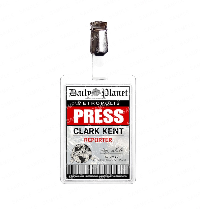 Daily Planet Clark Kent Press No Photo 2025 Badge Staff ID Card Cosplay ...