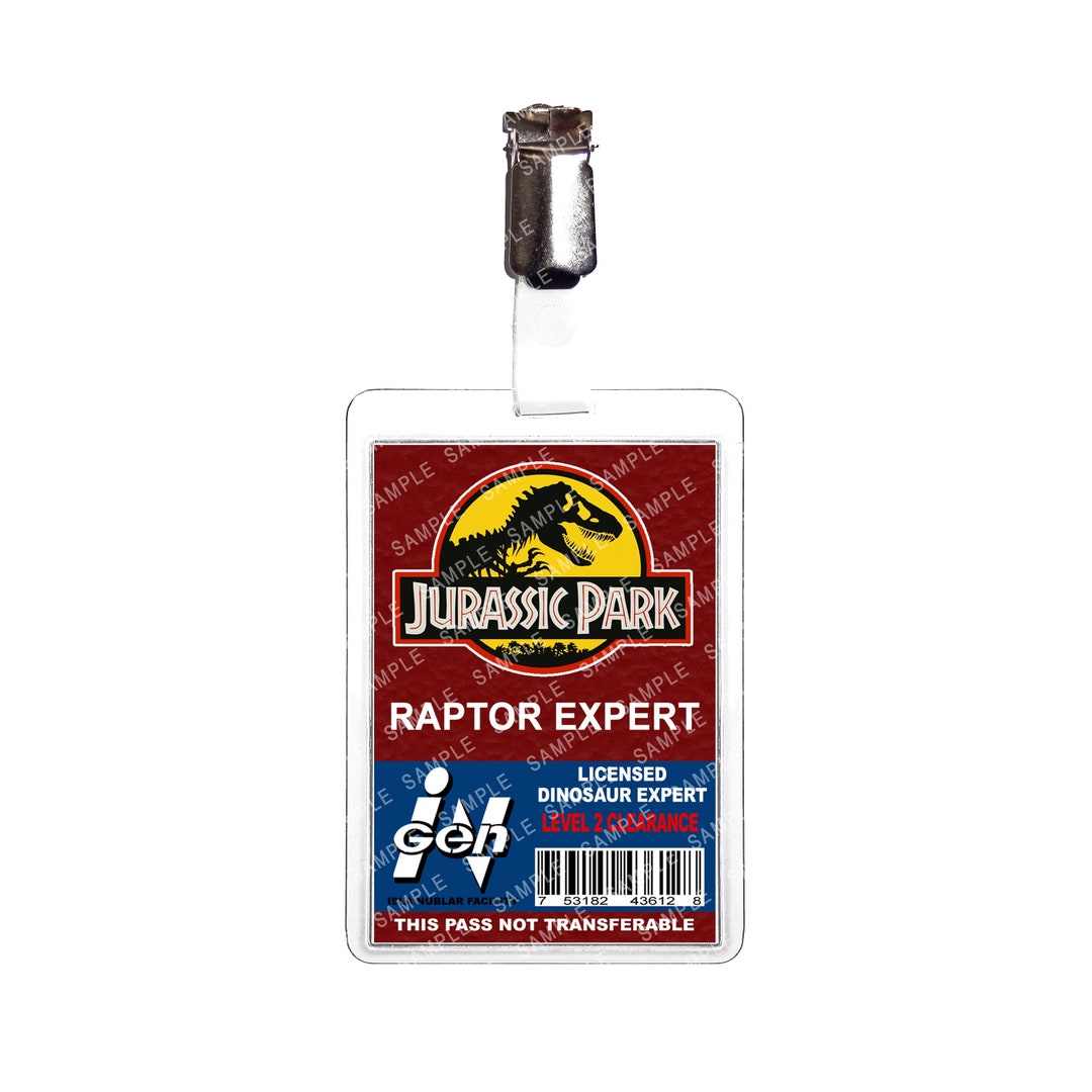 Jurassic Park- Raptor Expert Prop Replica Badge Novelty Costume Cosplay ...