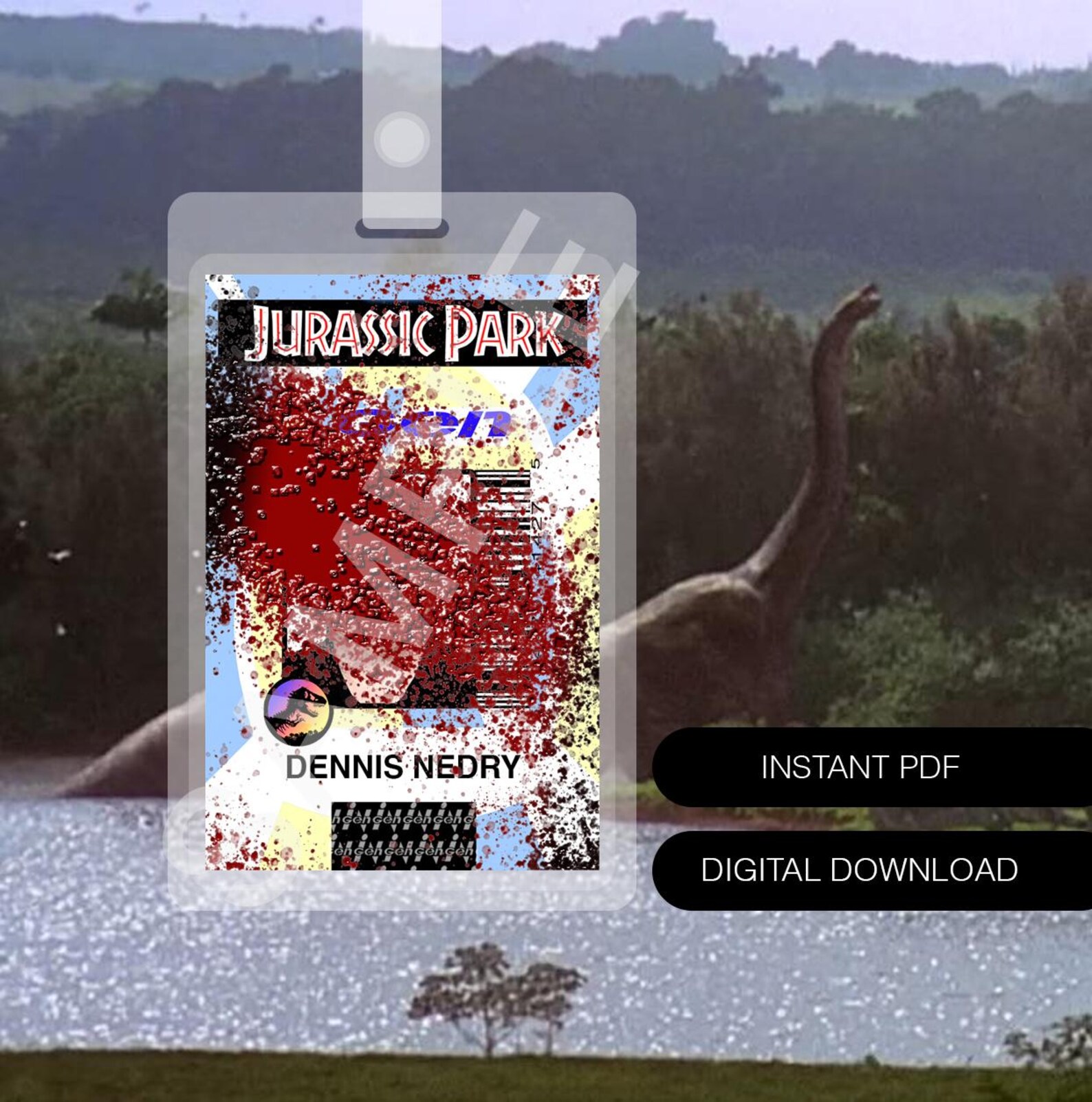 Digital Download Printable Jurassic Park Dennis Nedry Bloody Ingen Prop ...