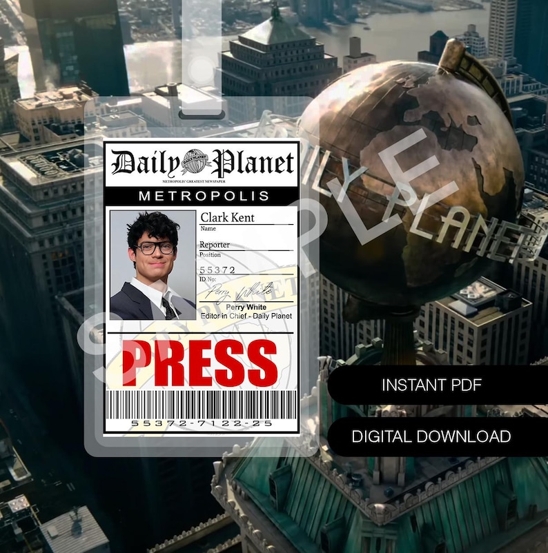 Digital Download Printable Daily Planet Clark Kent Press 2025 Badge ...