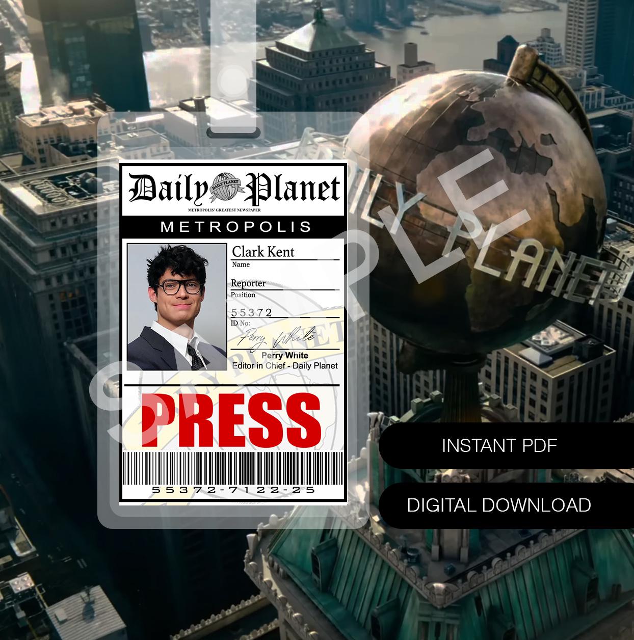 Digital Download Printable Daily Planet Clark Kent Press 2025 Badge ...