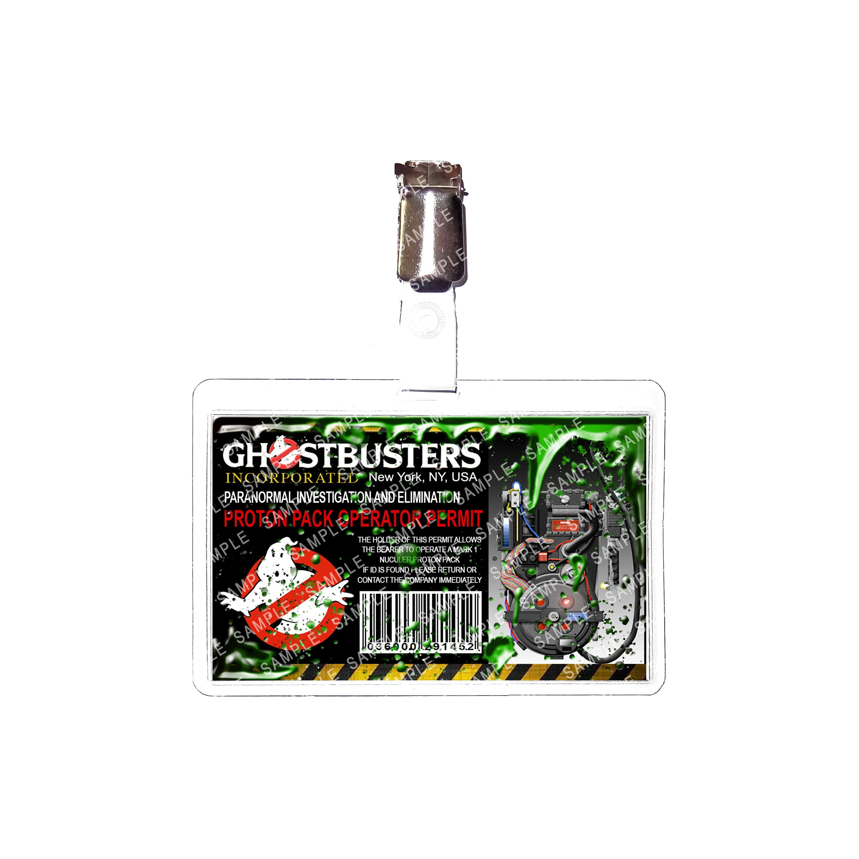 Ghostbusters Proton Pack Operator Permit ECTOPLASM Prop Replica Badge ...