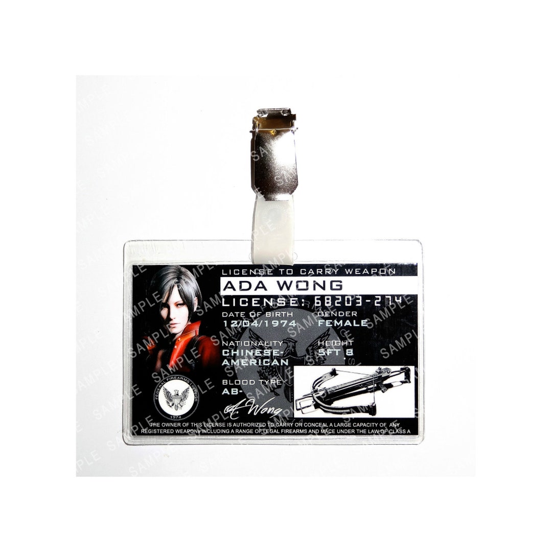 Resident Evil Ada Wong Weapon License Prop Replica Badge Novelty ...