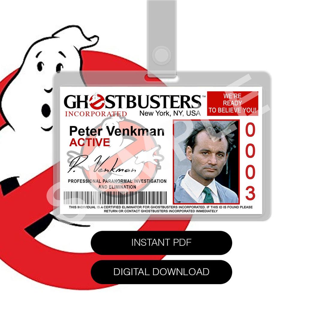 Digital Download Printable – Peter Venkman 0003 Paranormal ...