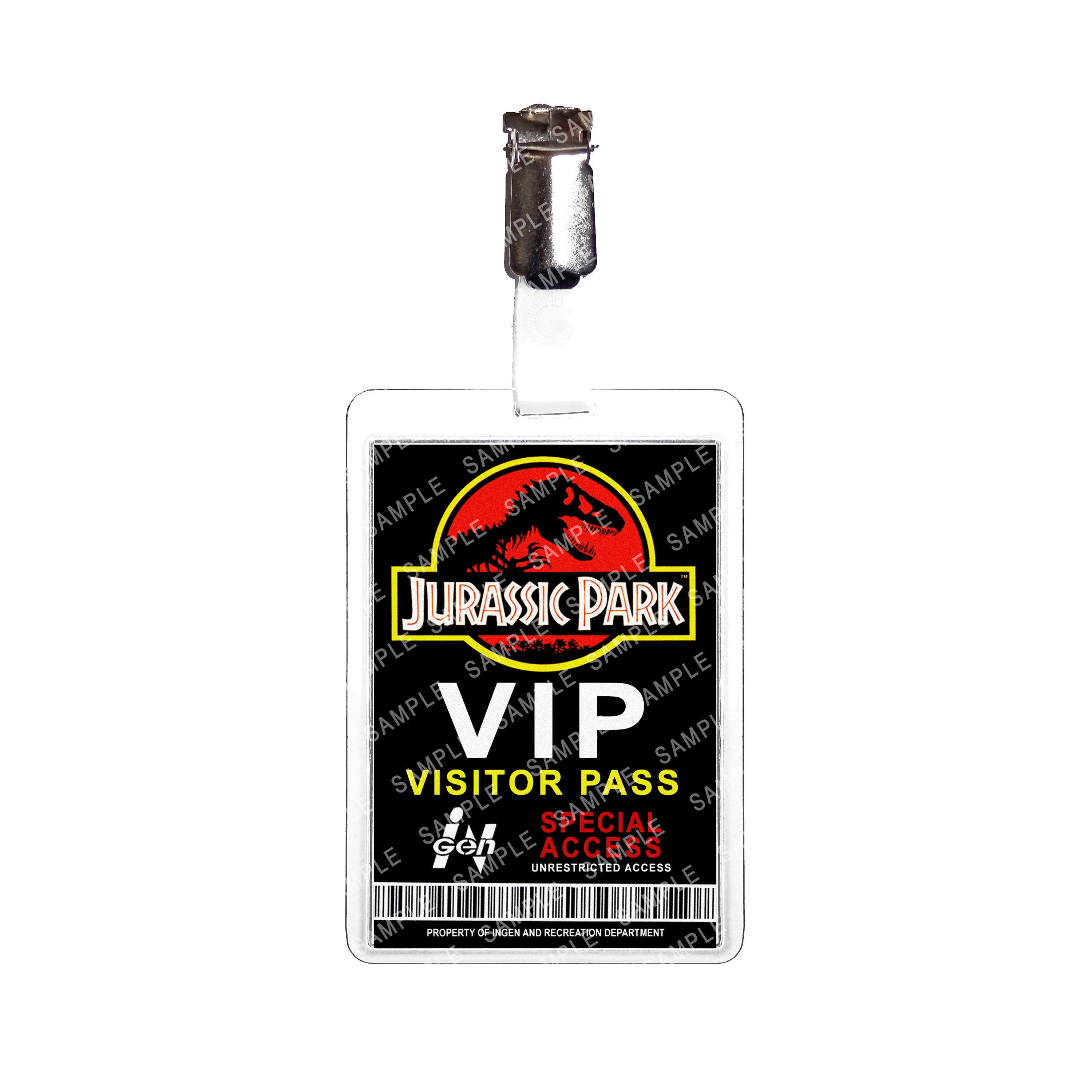 Jurassic Park VIP visitor Pass Prop Replica Badge Novelty Costume ...