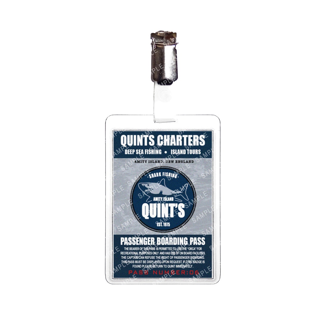 Jaws - Quints Charters Passenger Boarding Pass Fishing Tours Amity ...