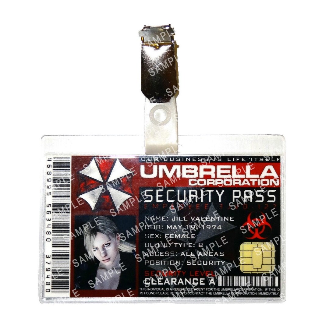 Resident Evil Umbrella Corporation - Jill Valentine Security Pass Prop ...