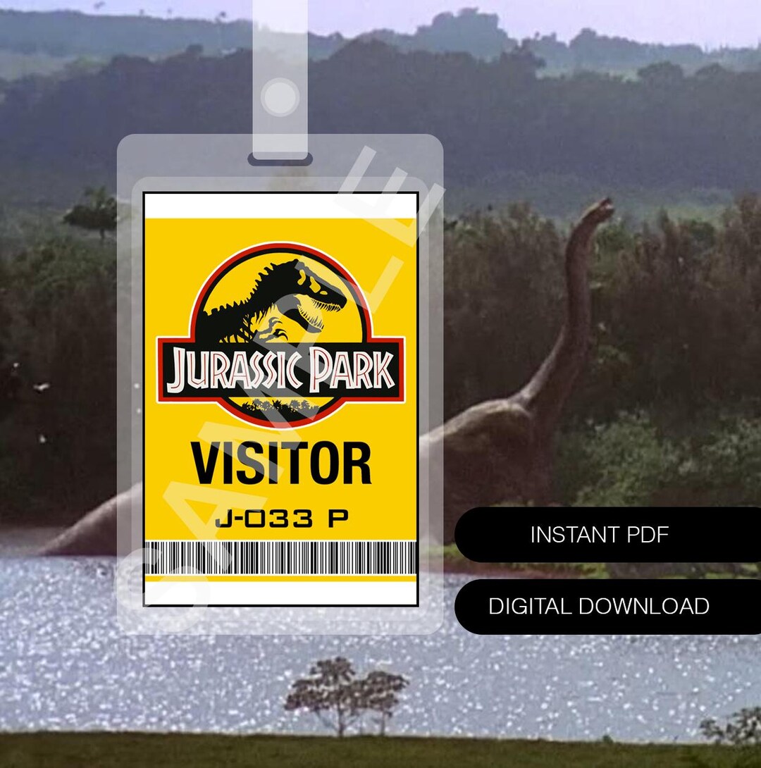 Digital Download Printable Jurassic Park Yellow Visitor Pass Prop ...