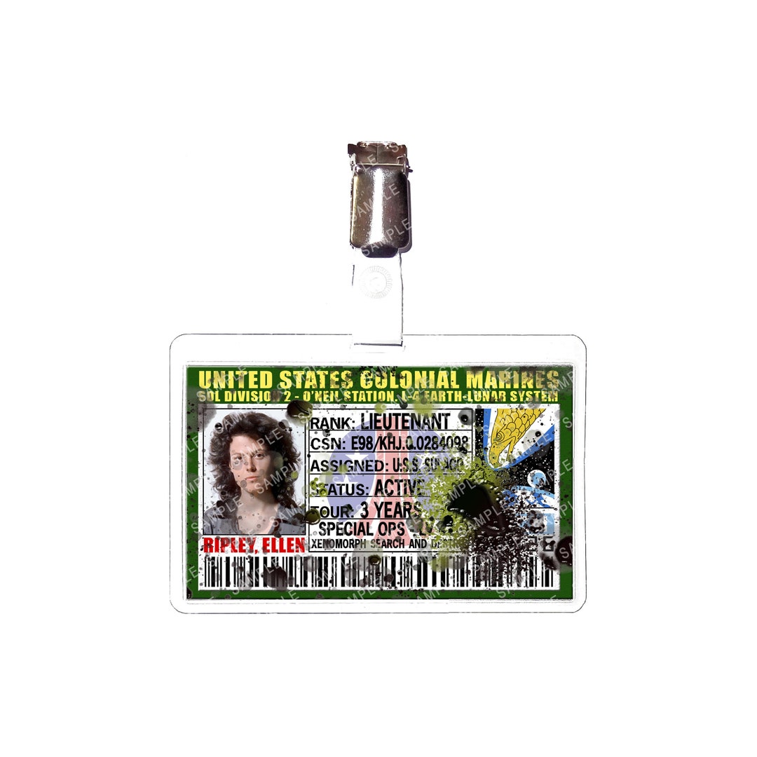 Aliens US Colonial Marines Ellen Ripley ALIEN BLOOD Prop Replica Badge ...