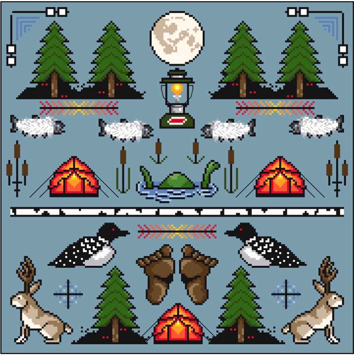 Camping With Cryptids PDF Cross Stitch Pattern - Etsy