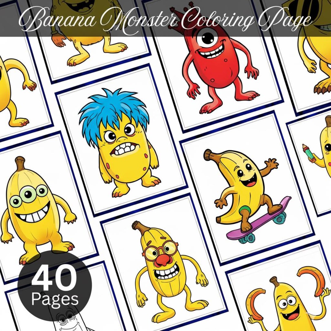 Banana Monster Coloring Pages: 40 Funny Printable Kids Activities ...
