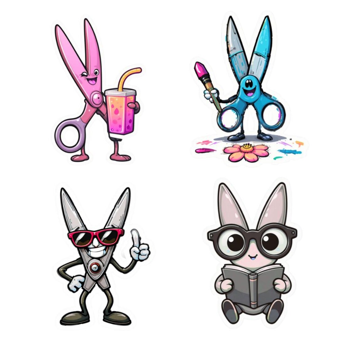Funny Scissor Sticker Pack: Crafting Clipart PNG (digital Download) - Etsy