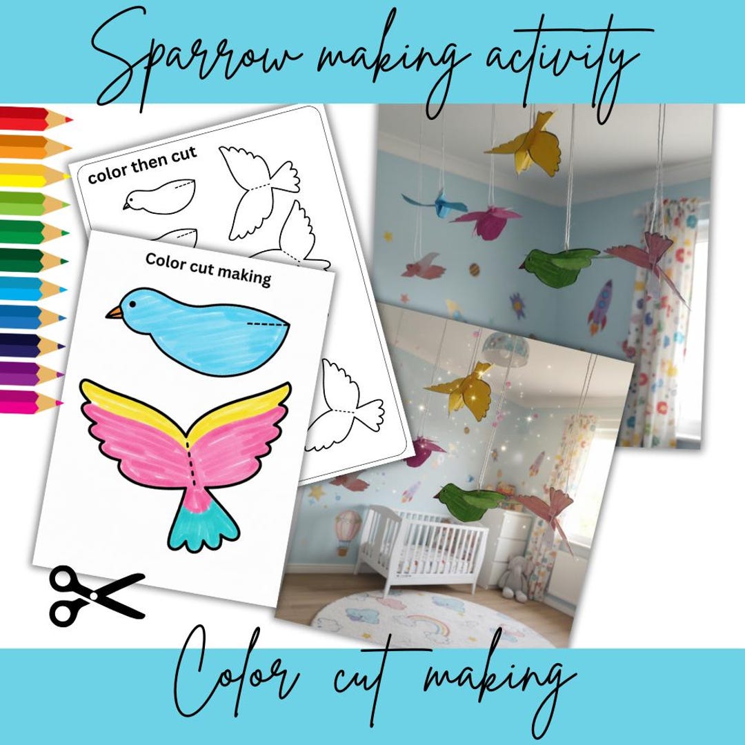 DIY Sparrow Craft Kit | Color, Cut, & Craft | Instant Download - Etsy