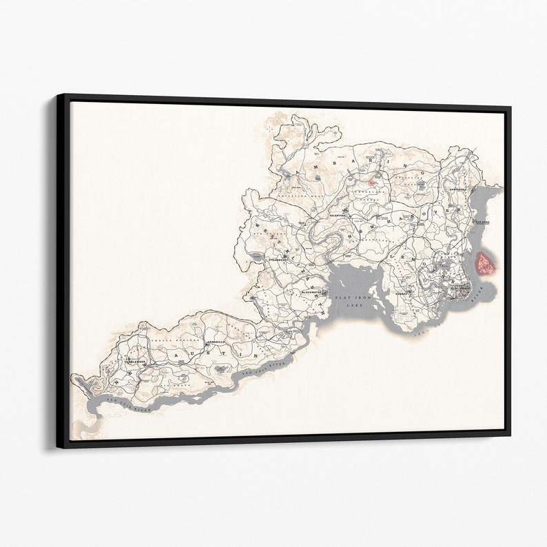 Red Dead Redemption 2 World Map Wall Art RDR2 World Map Video Game Map ...