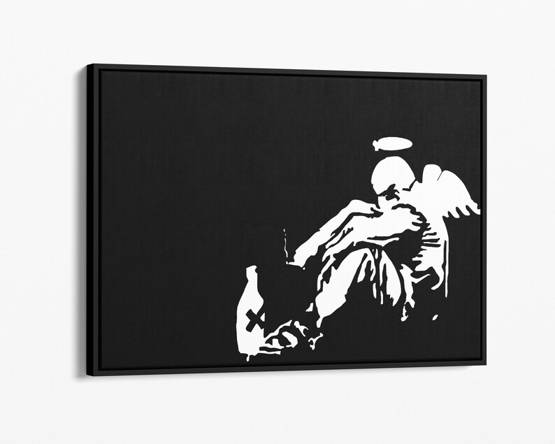 Banksy Fallen Angel Large Canvas Print Banksy Wall Art Multiple Sizes ...